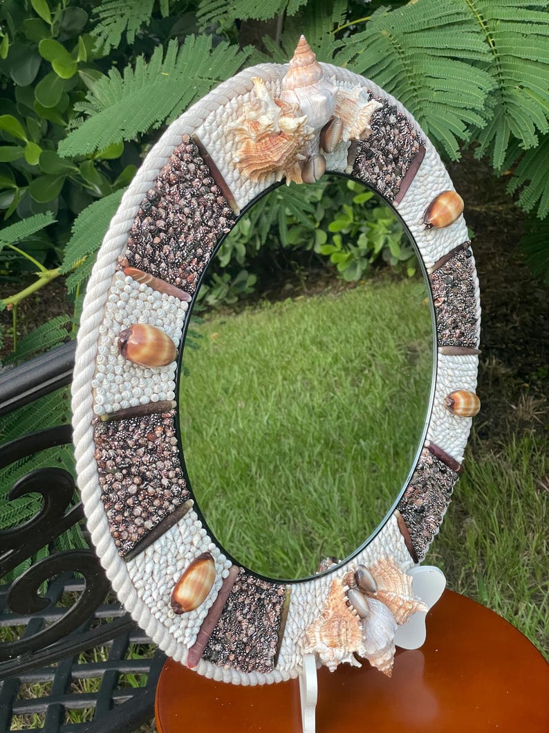 Seashell Mirror Hanging Shell Art for Coastal Home Decor Customizable ...