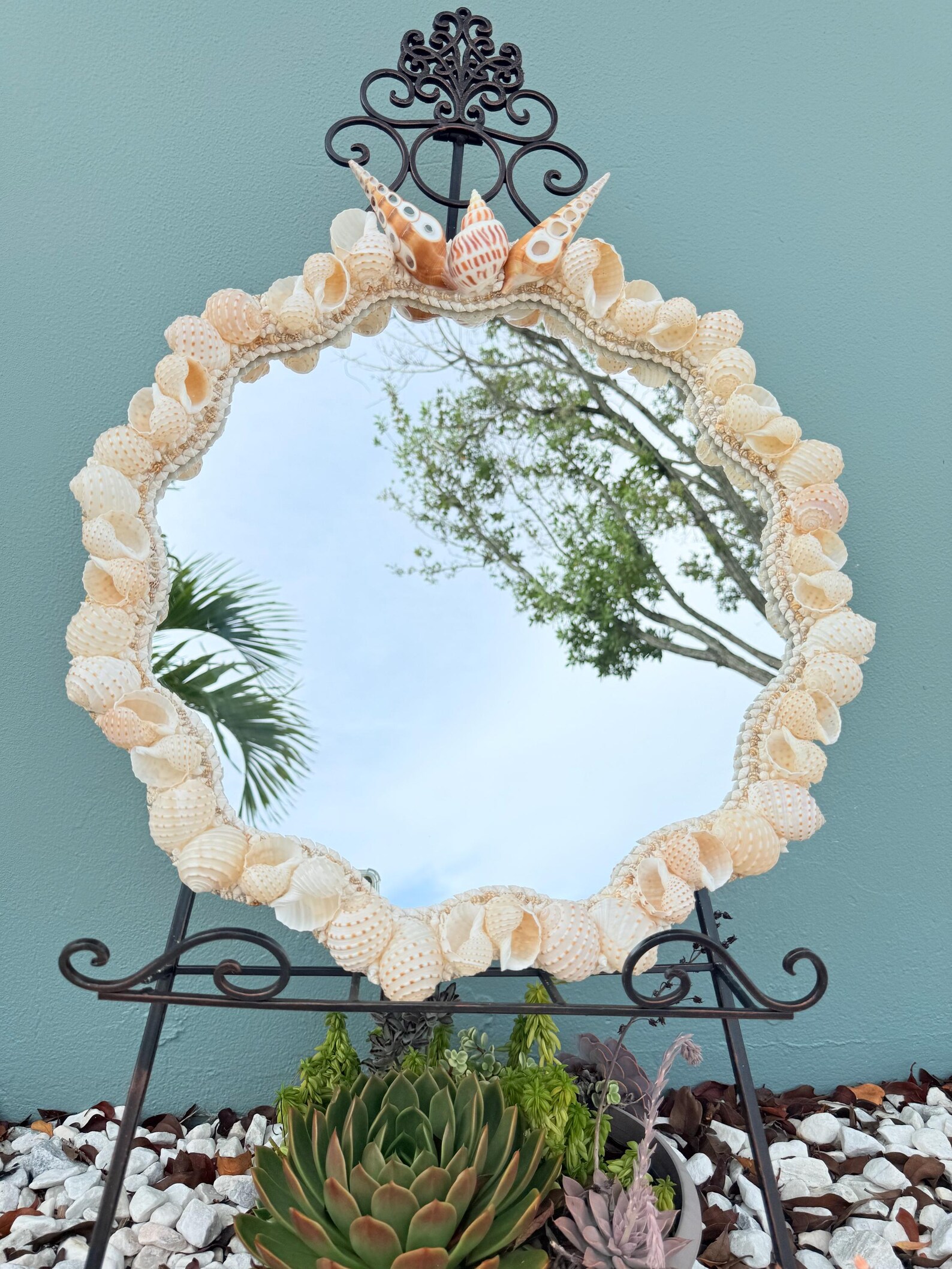 Handcrafted Seashell Wall Mirror: Round Tropical Decor - 20 Inch - Etsy