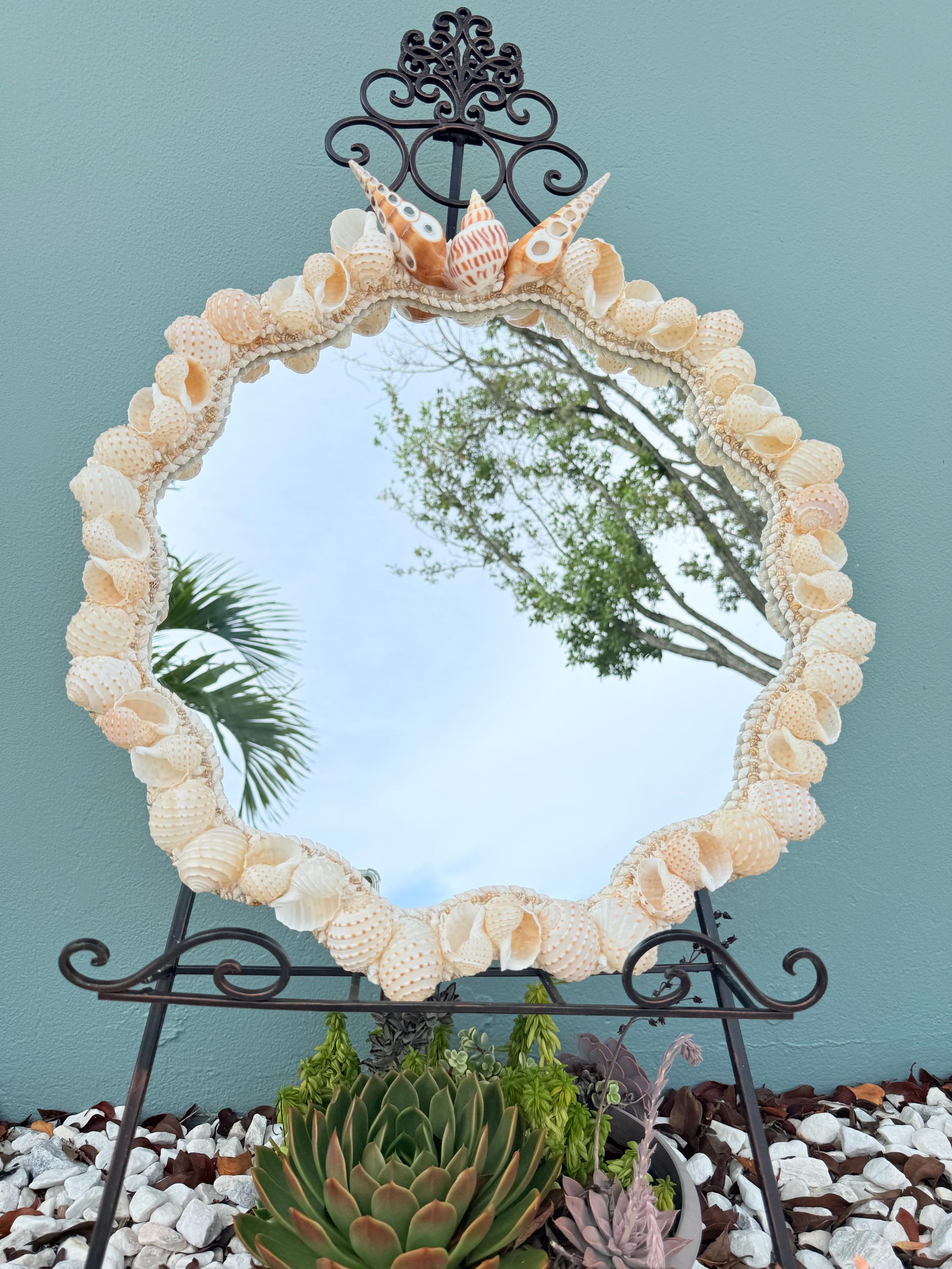 Handcrafted Seashell Wall Mirror: Round Tropical Decor - 20 Inch - Etsy