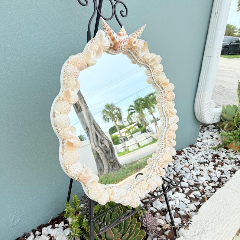 Handcrafted Seashell Wall Mirror: Round Tropical Decor - 20 Inch - Etsy