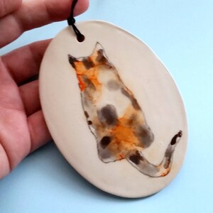 Calico Cat Ornament – Alcohol Ink Painting – Fine Art Ceramics - Orange ...