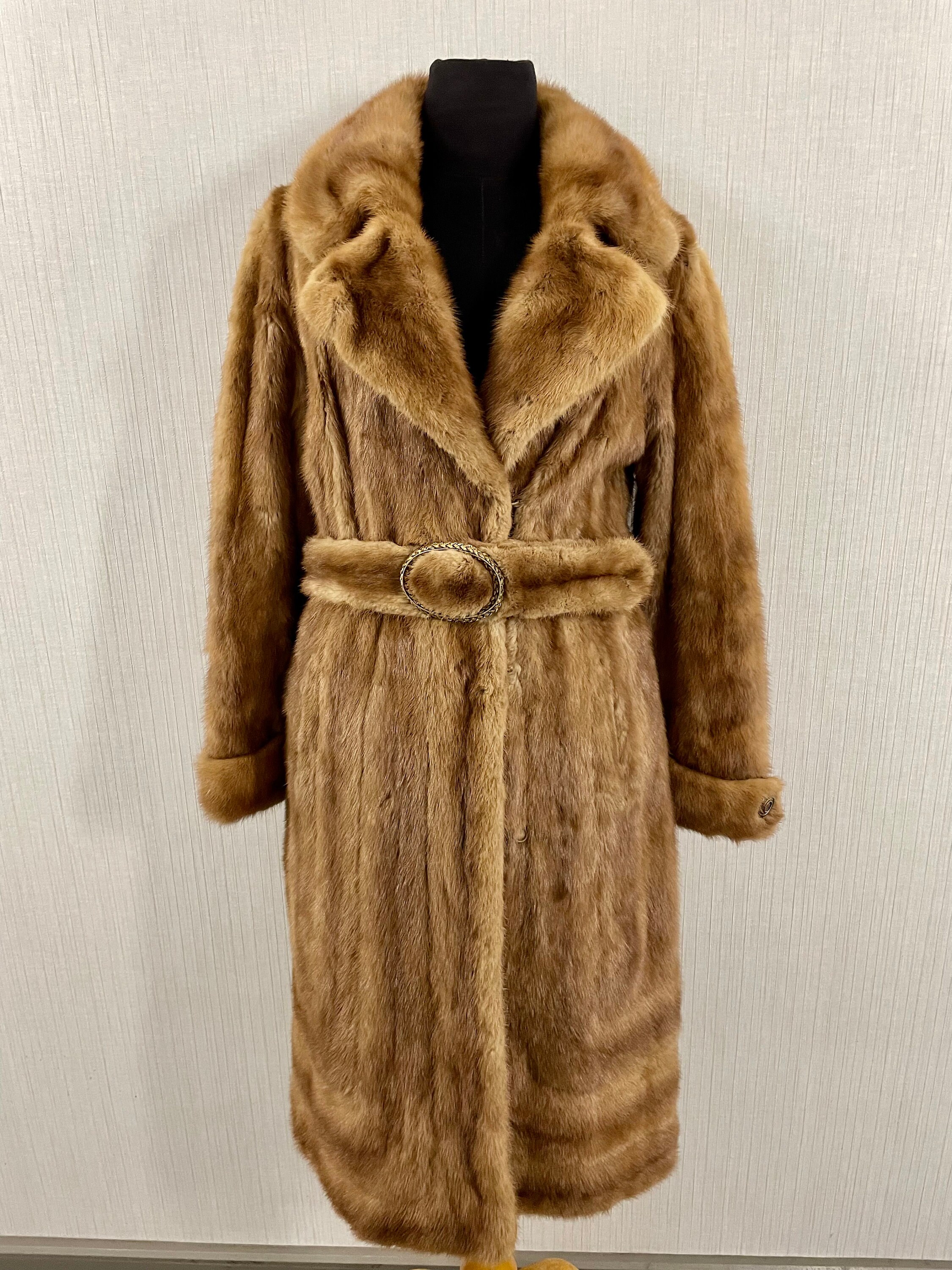 Vintage C1970/80s Luxury Canada Majestic Mink Label Belted Golden Mink ...