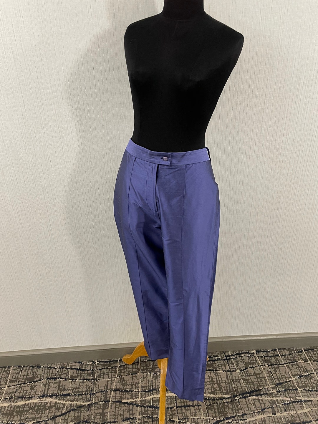 Vintage C1980s Metallic Sheen Blue Silk Pants M L - Etsy