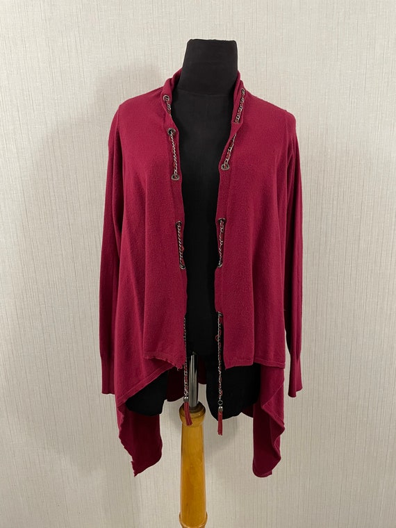 Vintage Modern Luxury Deep Magenta Cashmere Cardigan … - Gem