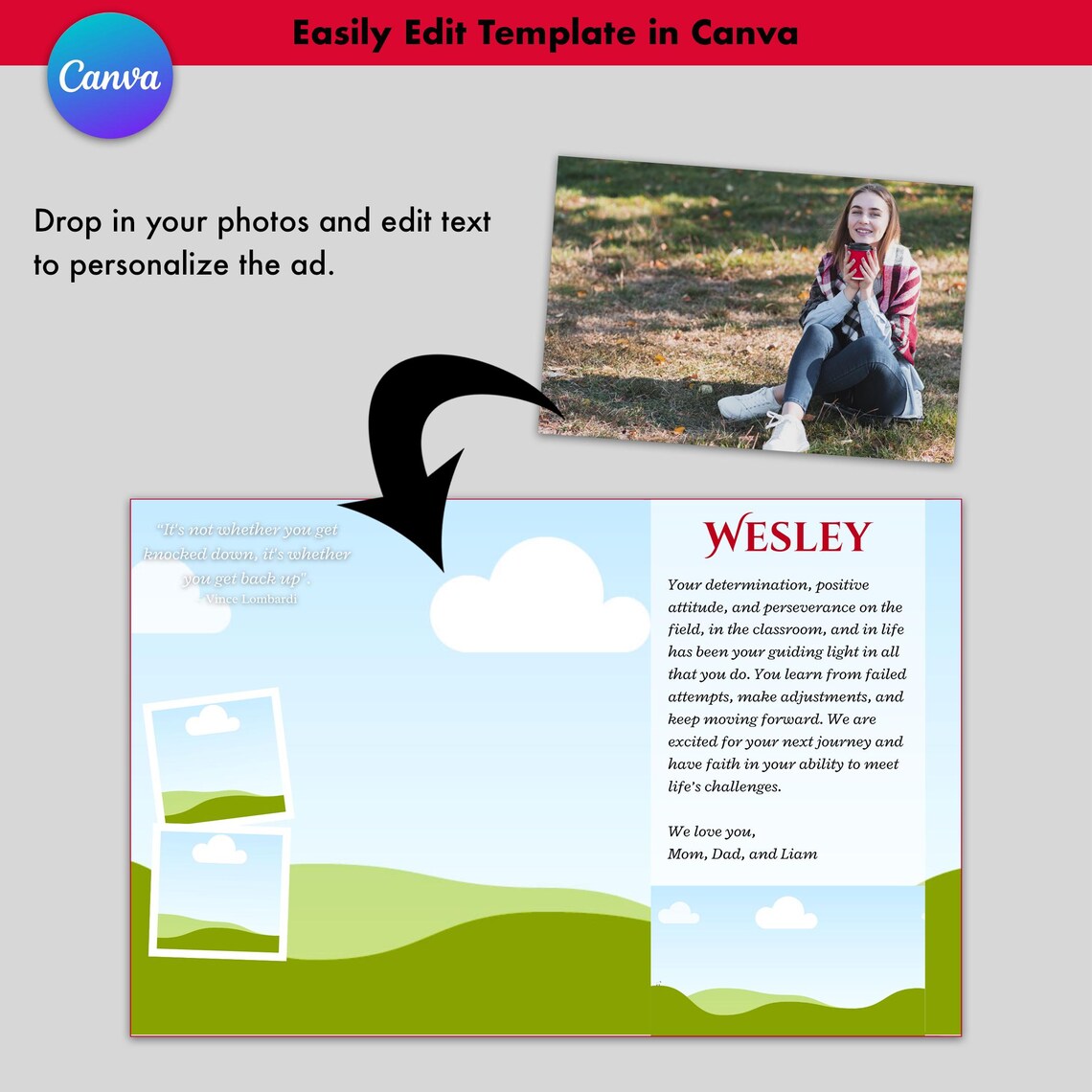 Elegant Yearbook Ad Template. Edit in Canva. Half Page, 8.5 X 5.5, 4 ...