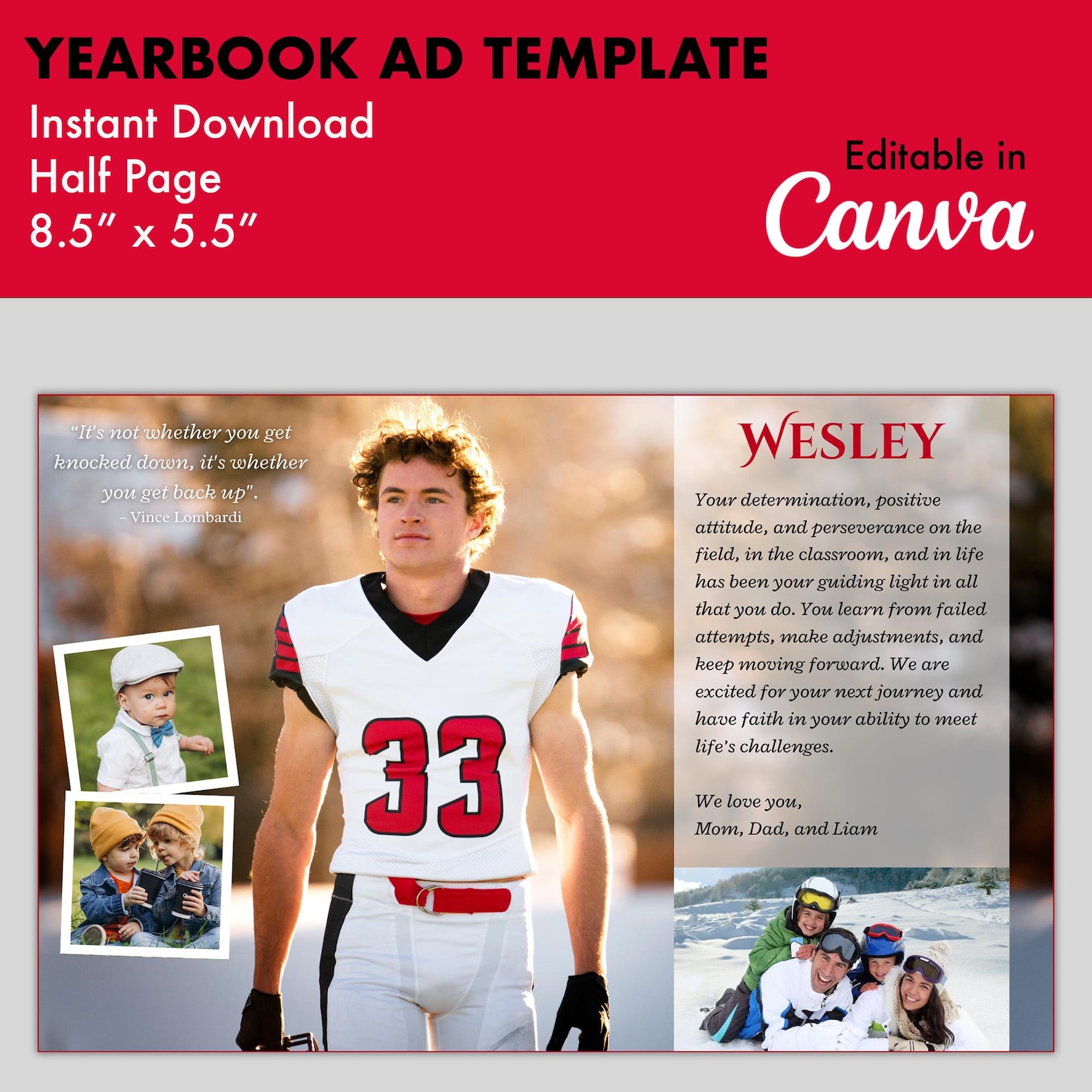 Elegant Yearbook Ad Template. Edit in Canva. Half Page, 8.5 X 5.5, 4 ...