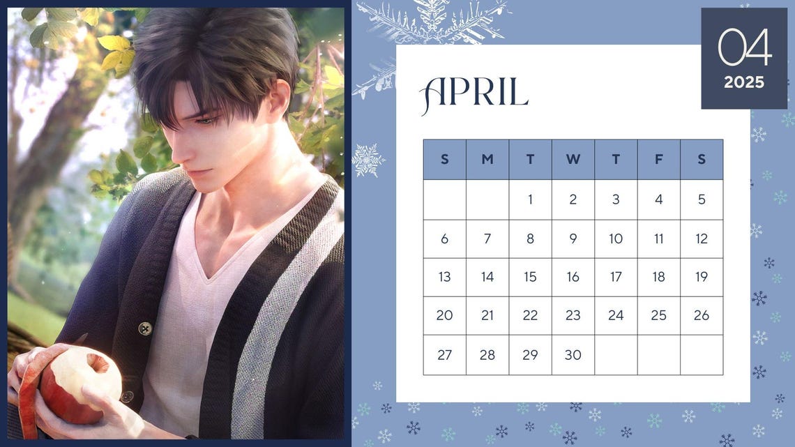 Love and Deepspace, Zayne, 2025 Calendar, Printable Calendar, Year ...