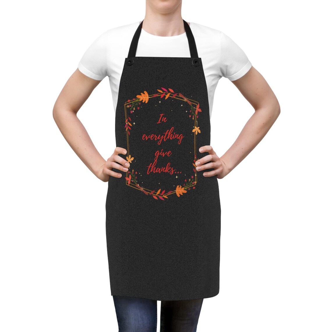 Black Thanksgiving Apron, Bible Verse Apron, in Everything Give Thanks ...