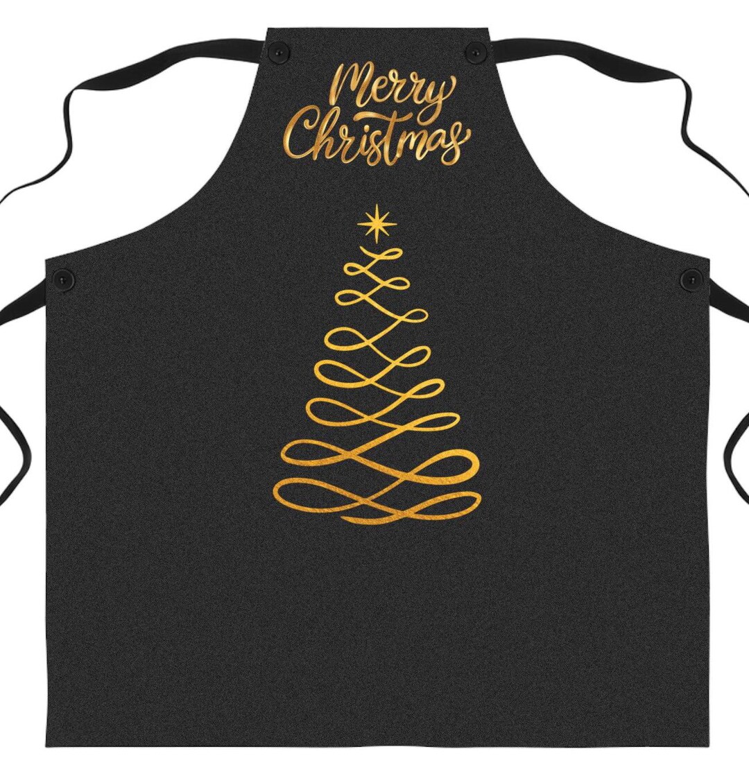 Merry Christmas Gold Tree Apron Christmas Apron Cooking Apron Classy ...