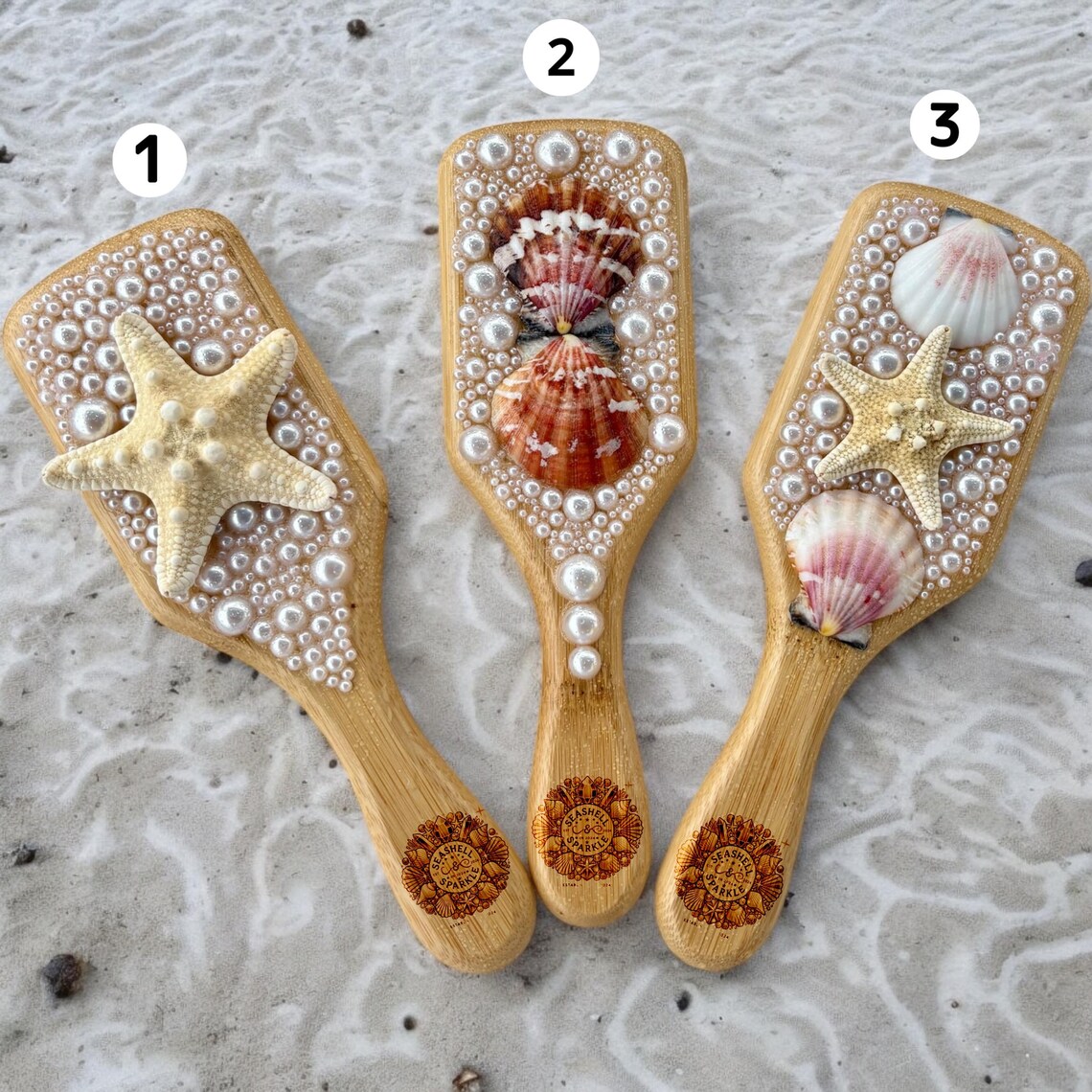 Handmade Seashell Hair Brush: Bamboo Paddle Brush With Starfish - Etsy