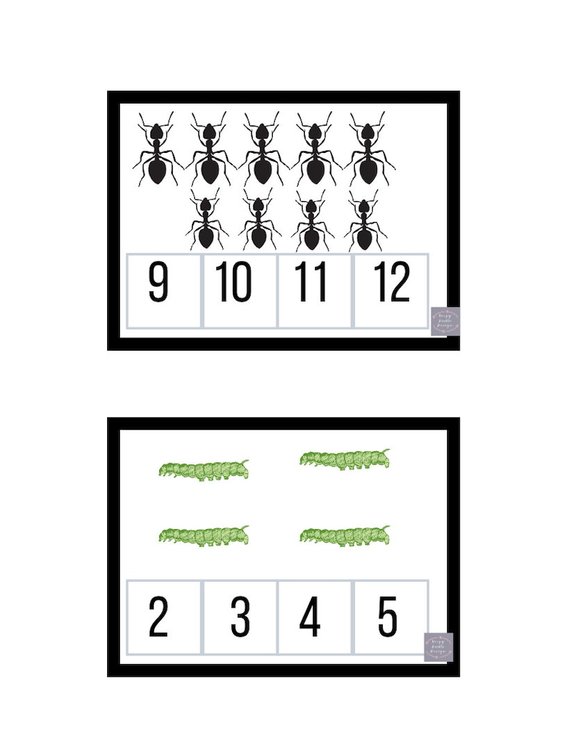 Insect Count and Clip Cards Printable, Preschool Math Center, Insect ...