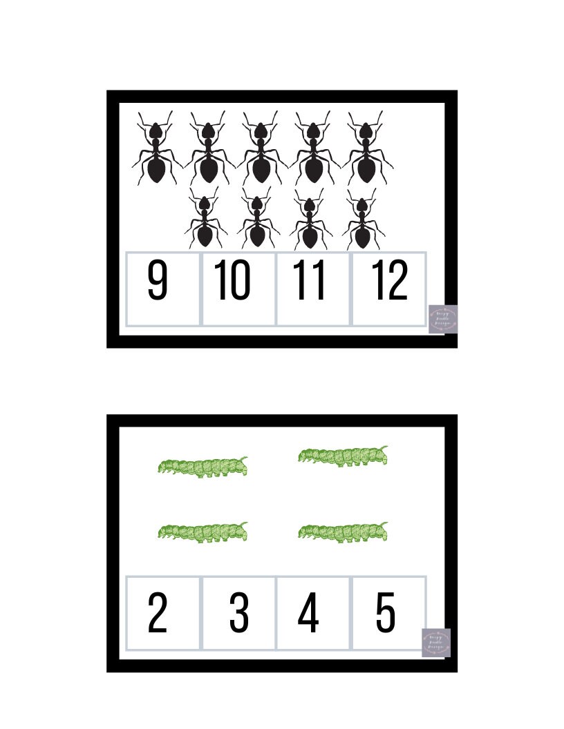 Insect Count and Clip Cards Printable, Preschool Math Center, Insect ...