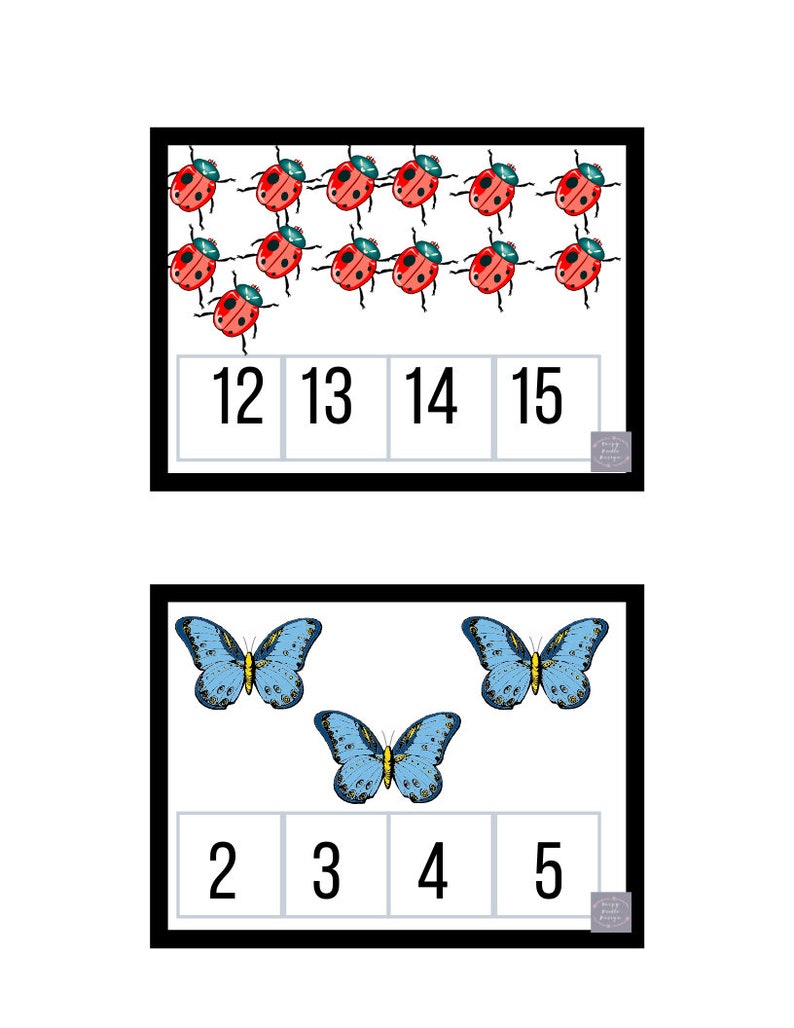 Insect Count and Clip Cards Printable, Preschool Math Center, Insect ...