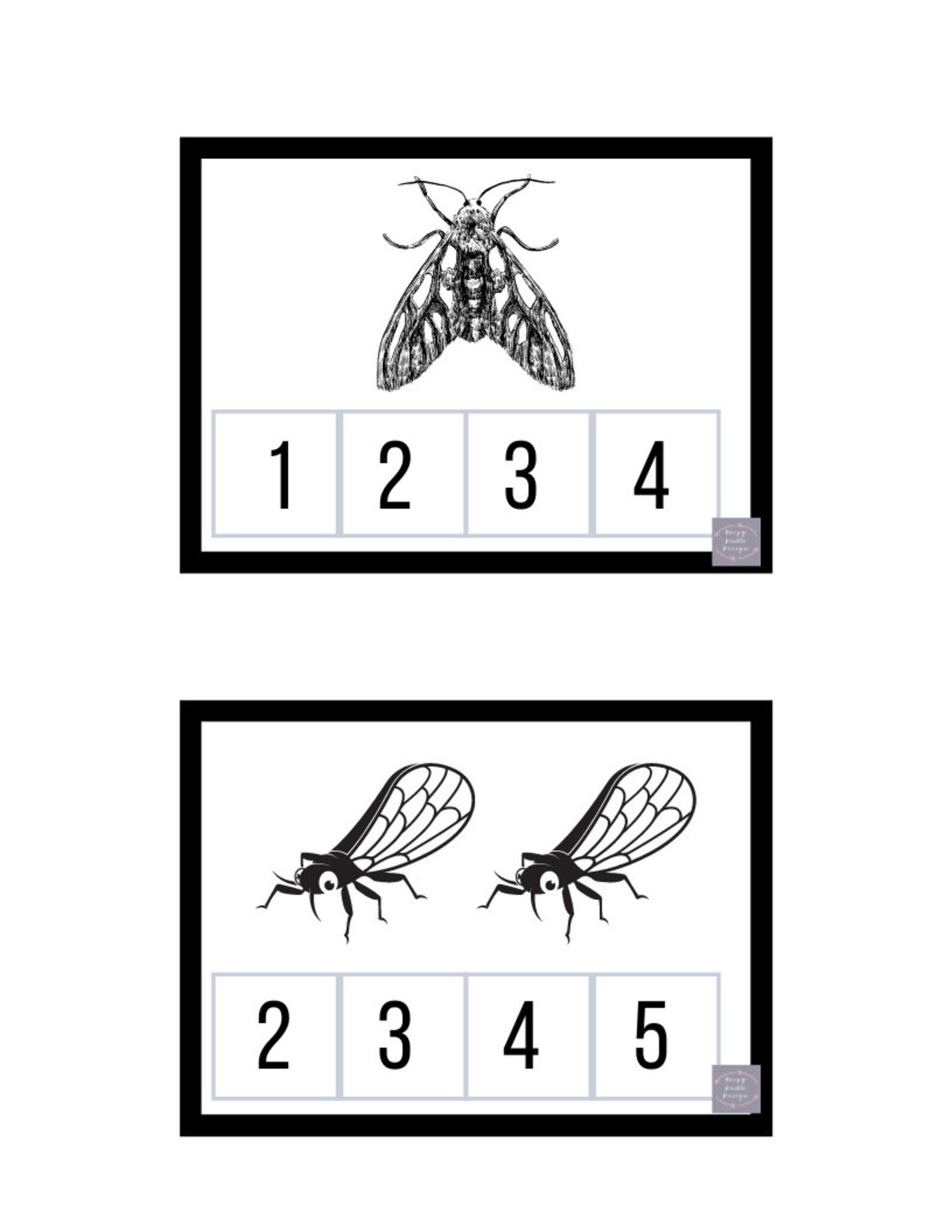 Insect Count and Clip Cards Printable, Preschool Math Center, Insect ...