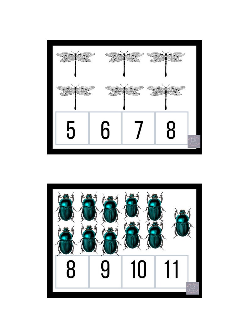 Insect Count and Clip Cards Printable, Preschool Math Center, Insect ...