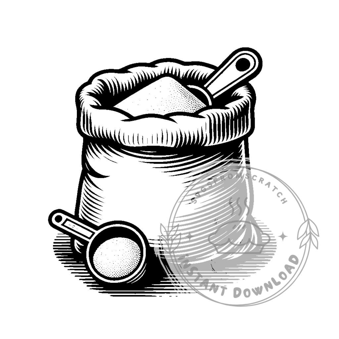 Flour Sack With Measuring Scoop SVG Bundle - Etsy