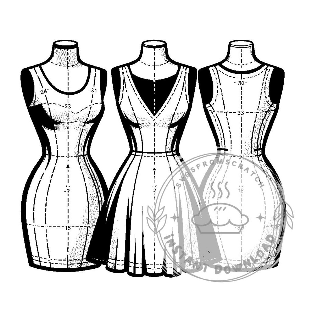 Dress Pattern Pieces Layout SVG Bundle - Etsy