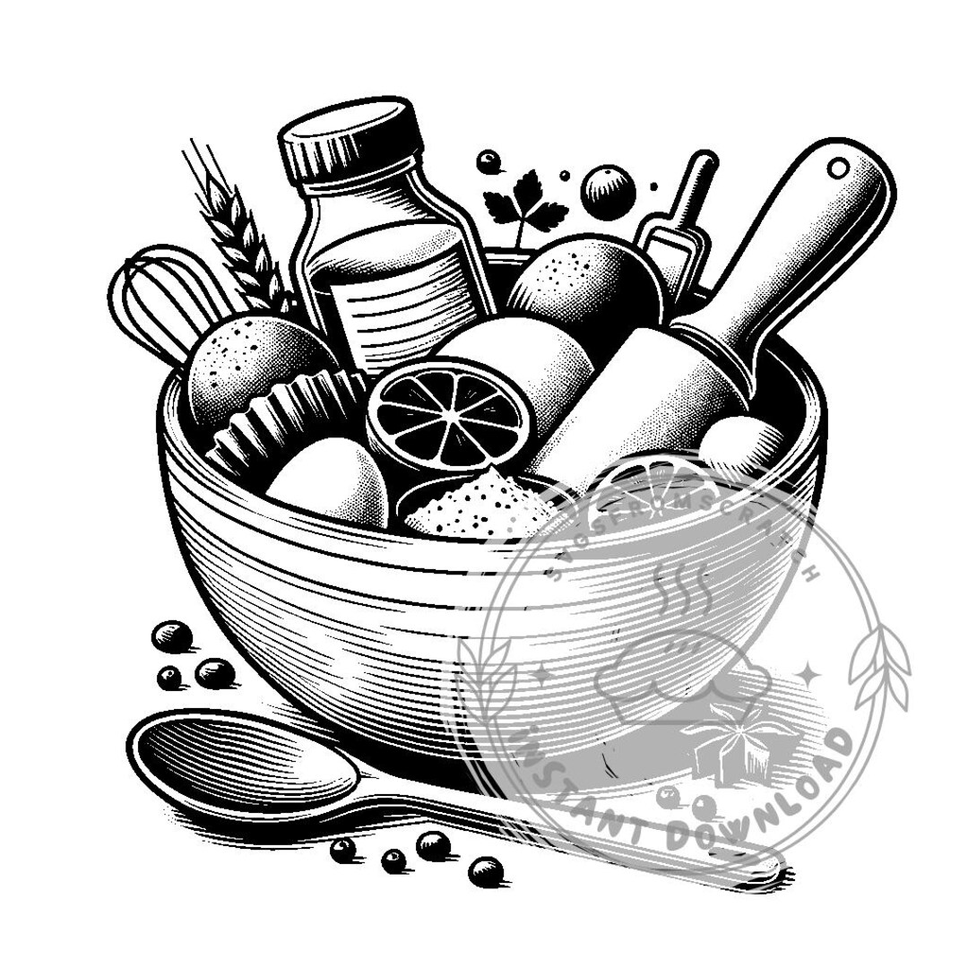 Mixing Bowl With Ingredients SVG Bundle - Etsy
