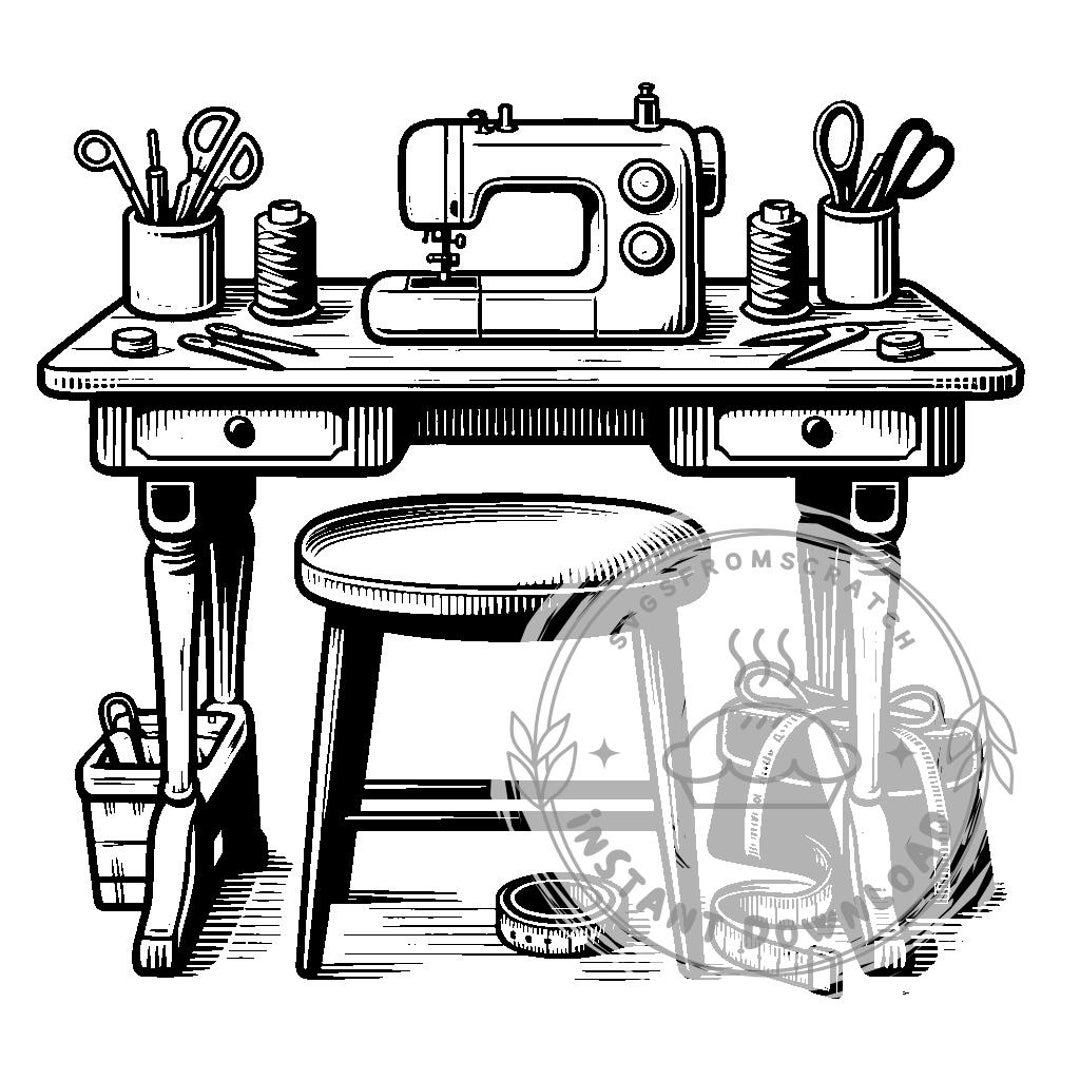 Sewing Table With Supplies SVG Bundle - Etsy