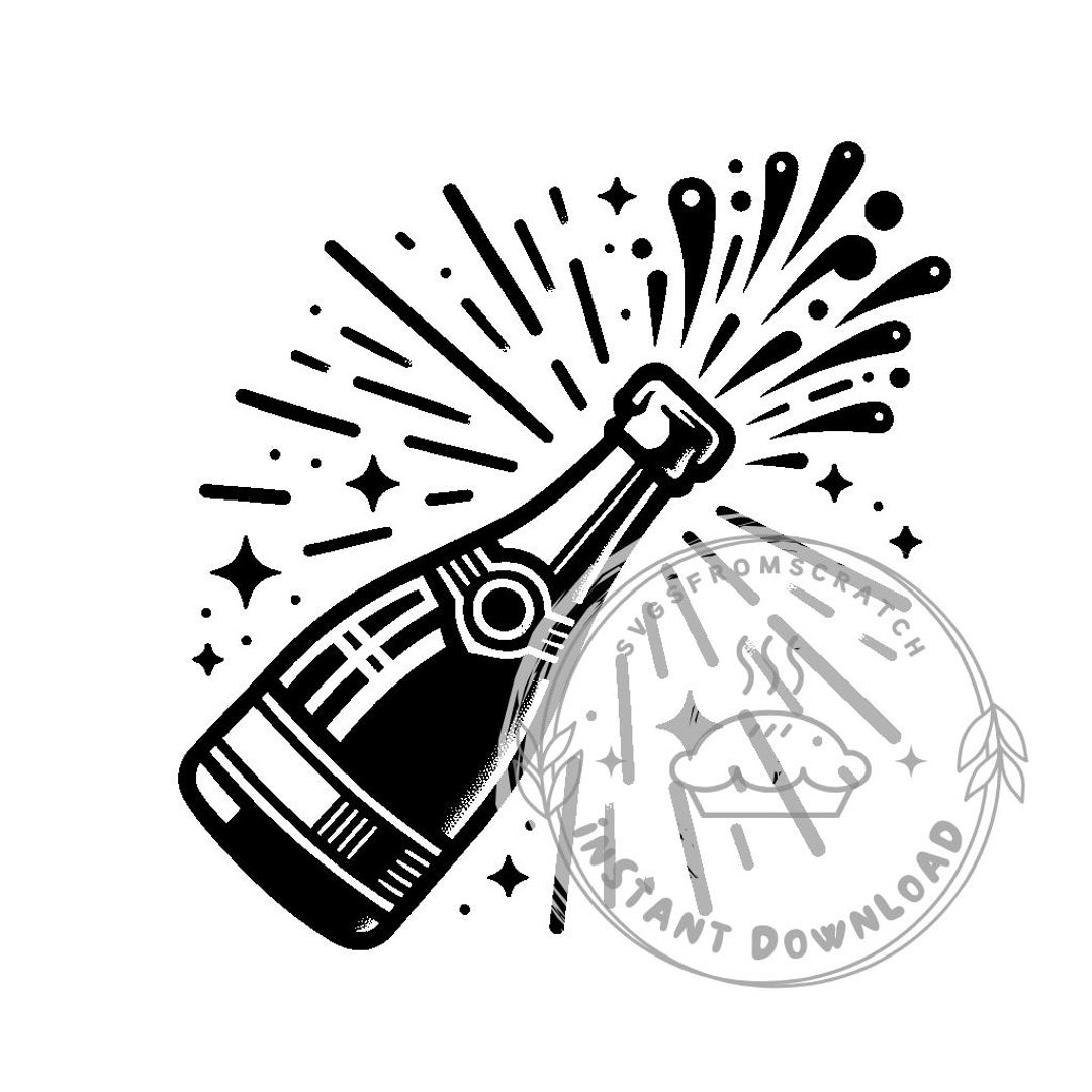 Champagne Bottle Popping SVG Bundle - Etsy