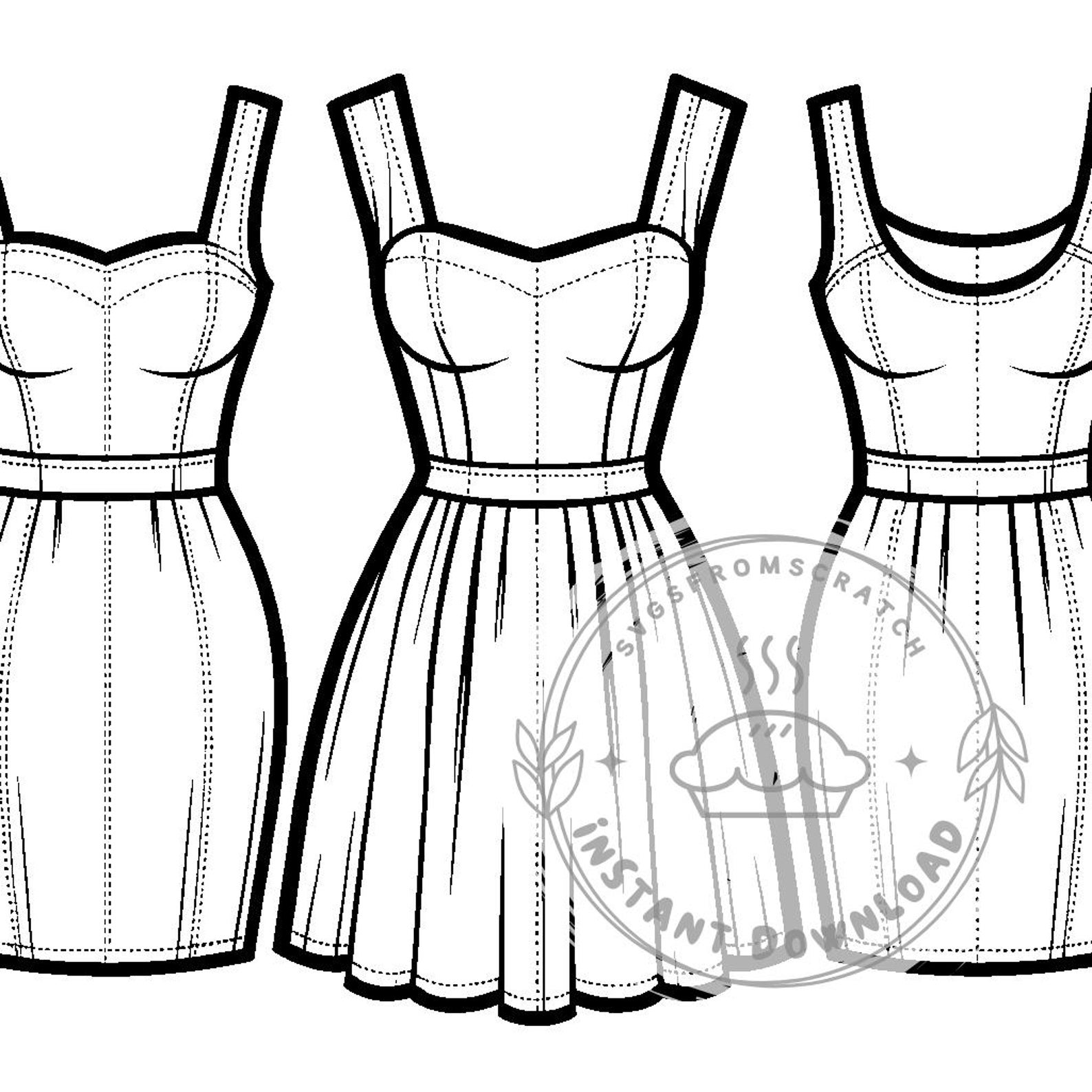 Dress Pattern Pieces Layout SVG Bundle - Etsy