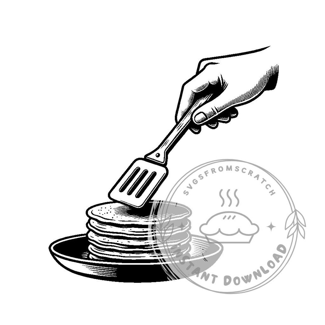 Spatula Flipping Pancake SVG Bundle - Etsy