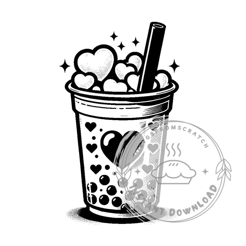 Boba Tea With Heart Shaped Ice SVG Bundle - Etsy