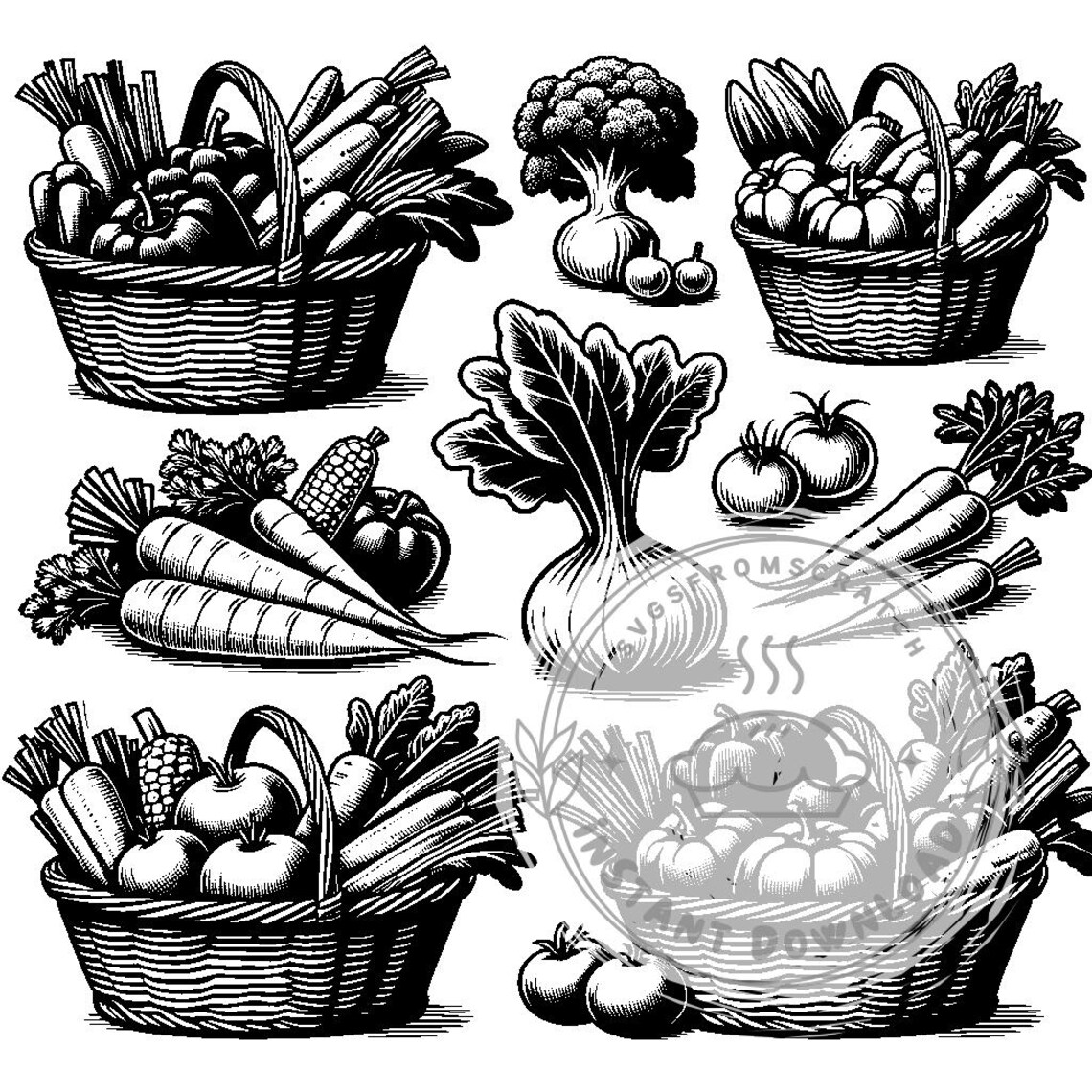 Vegetable Baskets SVG Bundle - Etsy