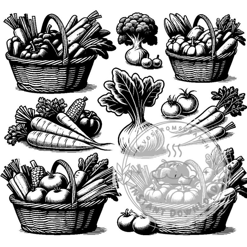 Vegetable Baskets SVG Bundle - Etsy