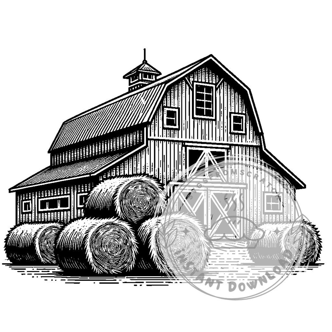 Barn With Hay Bales SVG Bundle - Etsy
