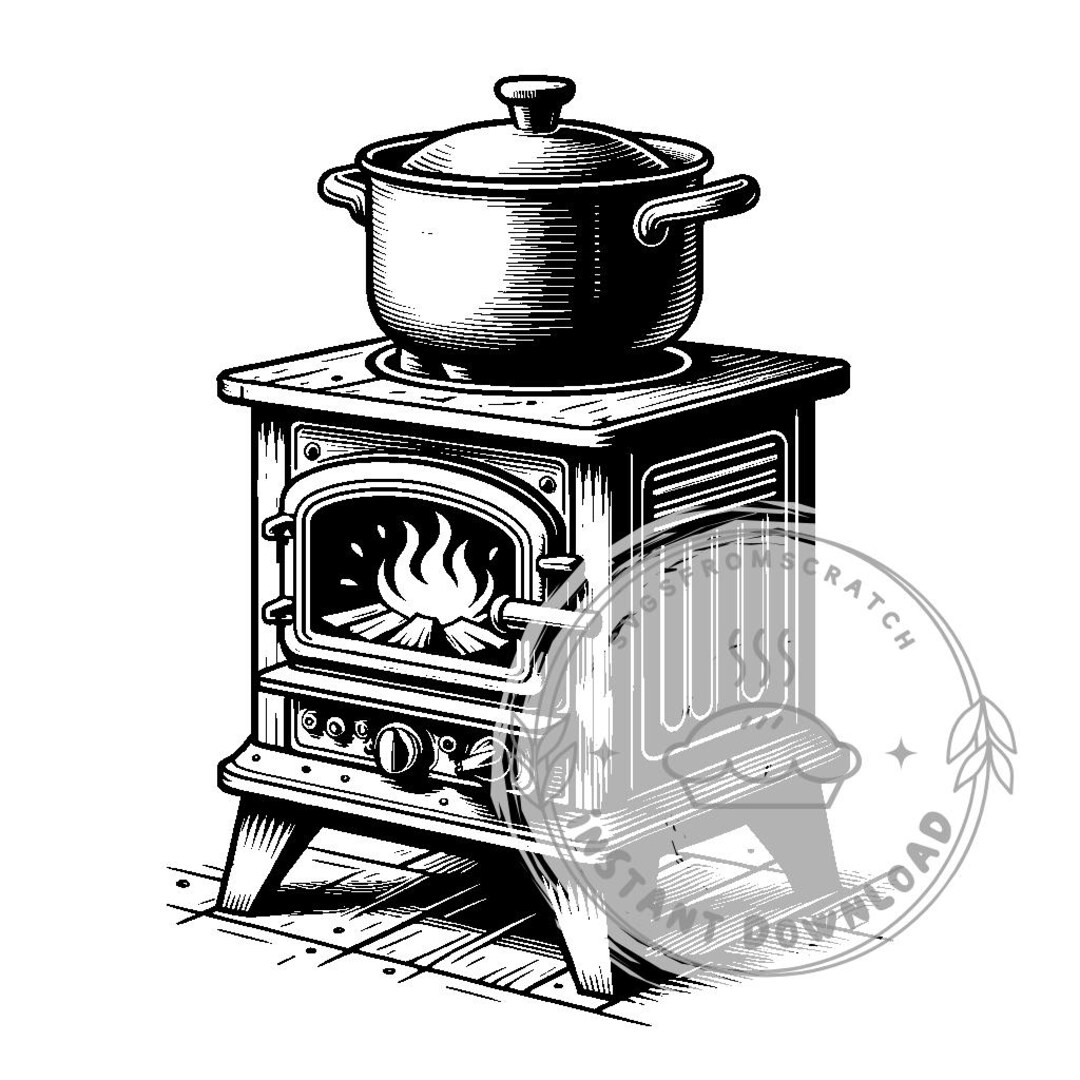 Wood Burning Stove With Pot SVG Bundle - Etsy