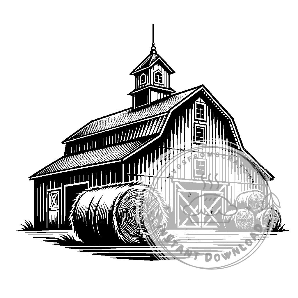 Barn With Hay Bales SVG Bundle - Etsy