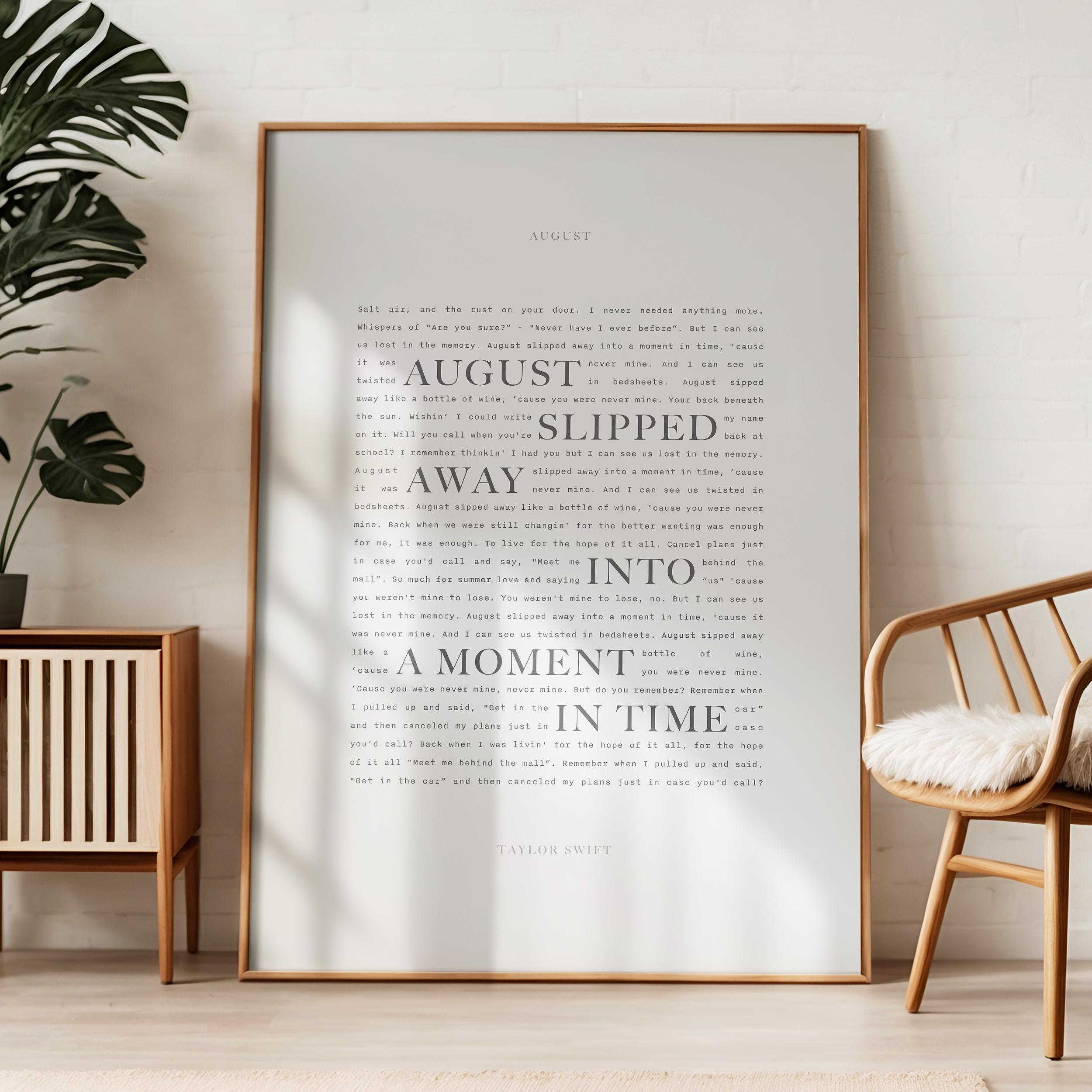 August Printable Poster, Swiftie Lyric Wall Art, Motivational Print, TS ...