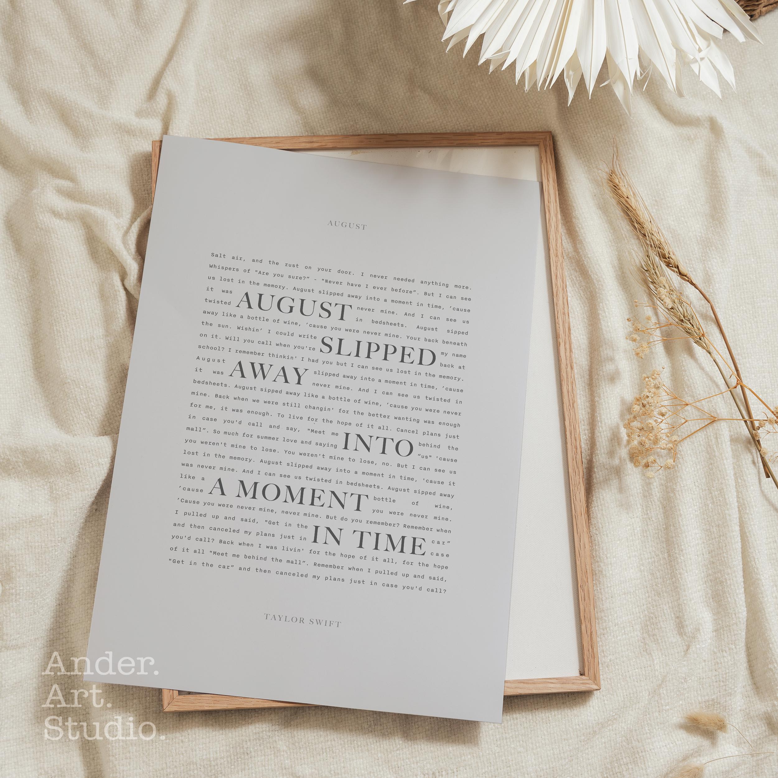 August Printable Poster, Swiftie Lyric Wall Art, Motivational Print, TS ...