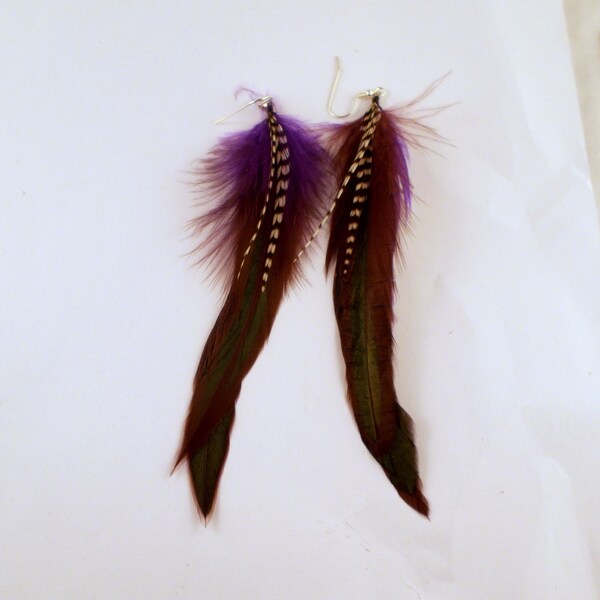 Purple Feather Earrings - Etsy