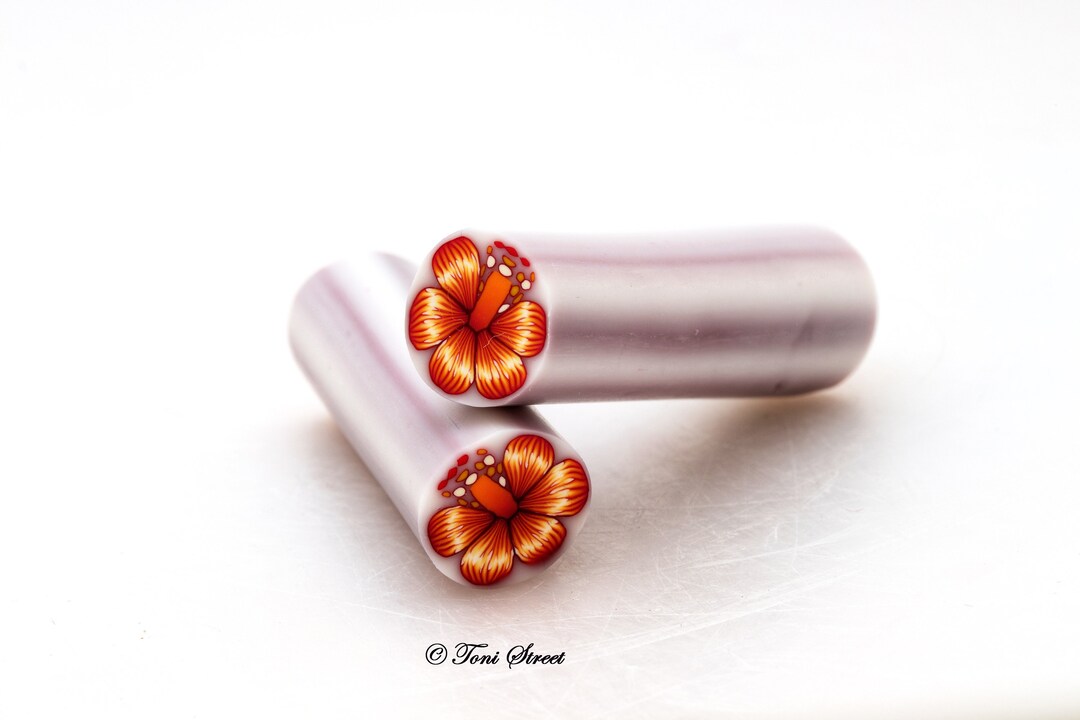 Red and Orange Hibiscus Flower Polymer Clay Cane,raw Polymer Clay Cane ...