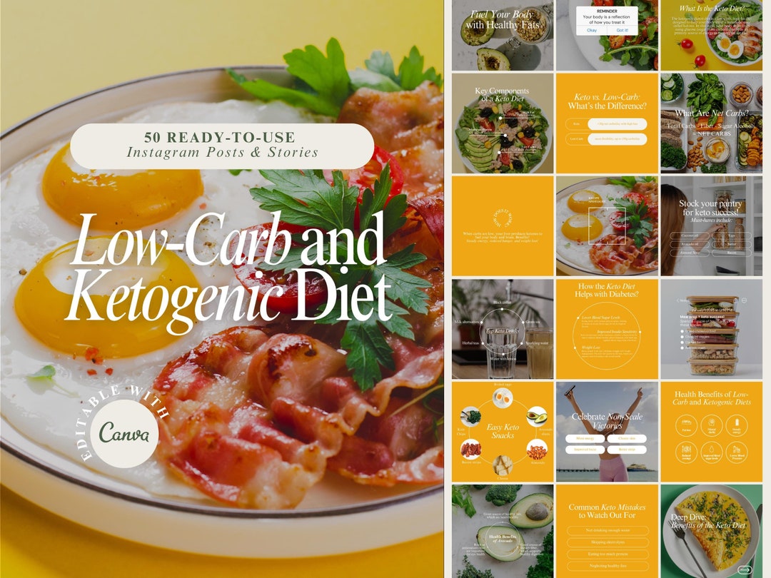 Editable Keto Instagram Templates, Low Carb Instagram Templates, Social ...