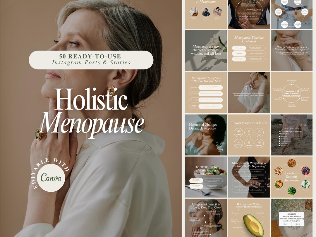 Menopause Instagram Templates, Holistic Health Content (canva Editable ...