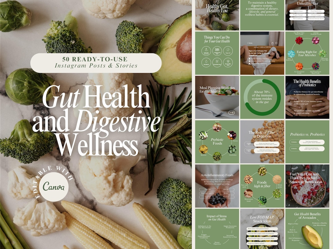 Gut Health and Digestive Wellness Instagram Templates | 50 Canva ...