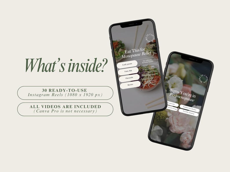 Holistic Menopause Instagram Reels Templates, Wellness Canva Templates ...