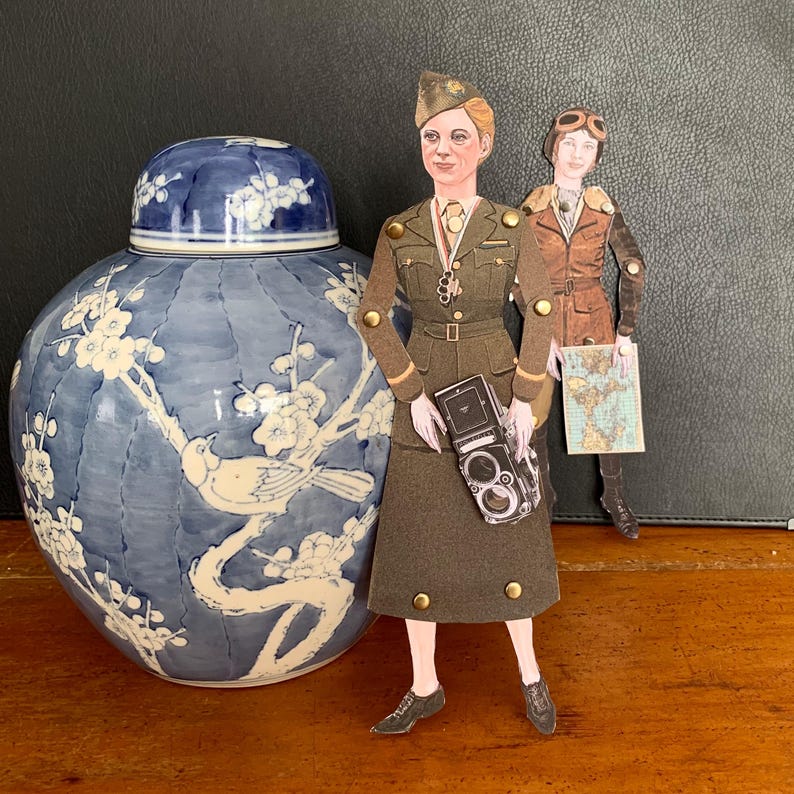 Amelia Earhart Paper Doll, Aviator Paperdoll, Papercraft Heroine, Round ...
