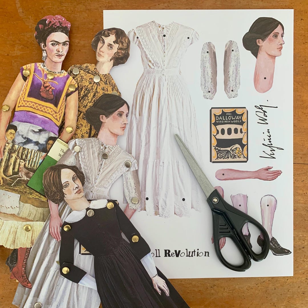 Virginia Woolf Paper Doll, Bloomsbury Group Articulated Paperdoll, A ...