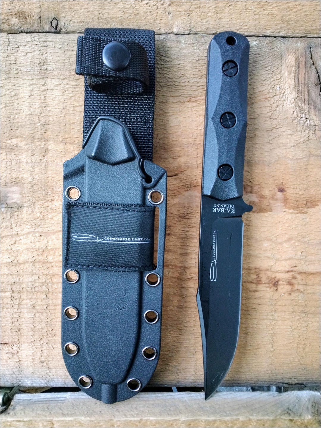New Ka-bar Commando EK50 Knife & Kydex Adjustable Scabbard Belt Sheath ...