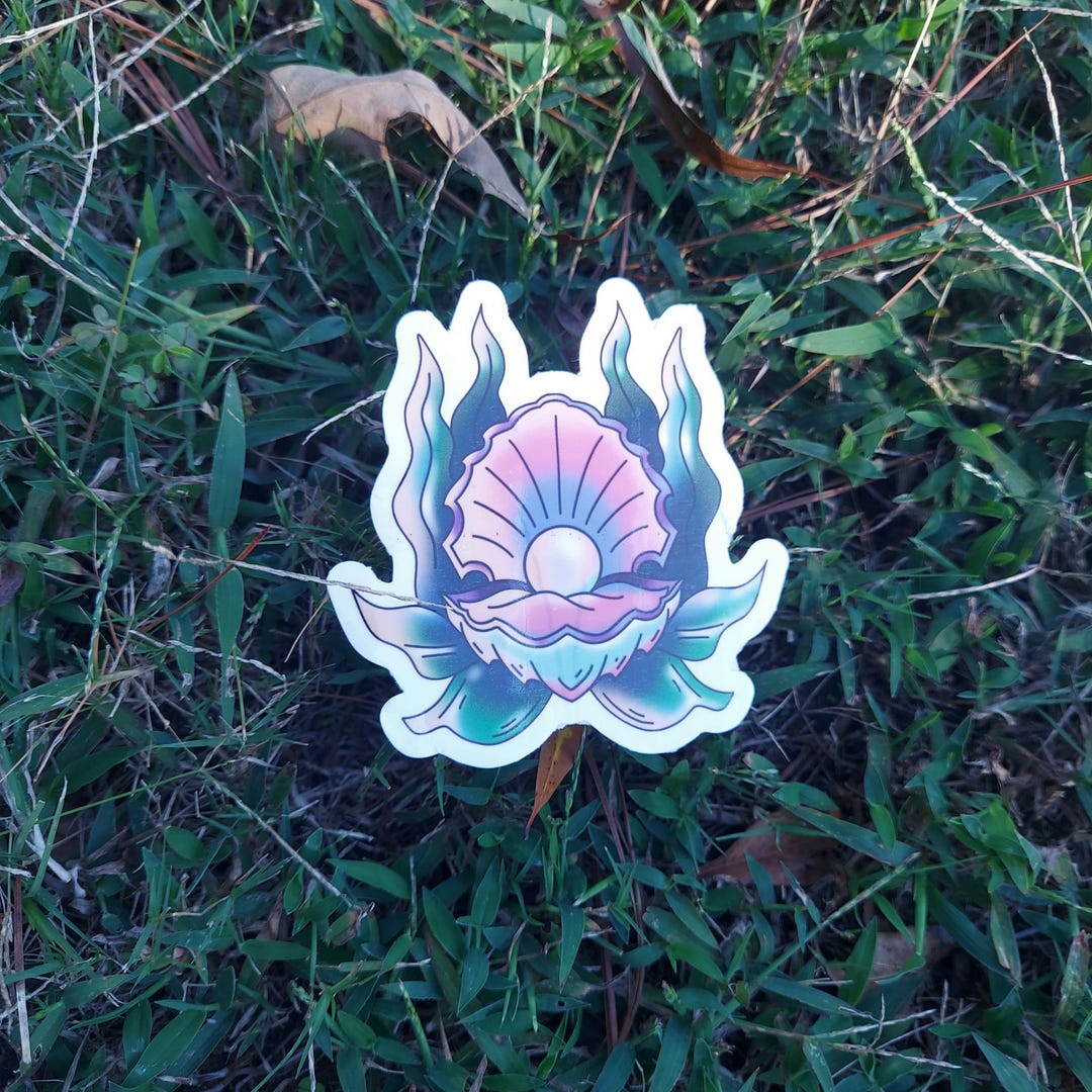 Pretty Clam Shell Sticker, Temporary Tattoo, Beach Stickers, Ocean ...