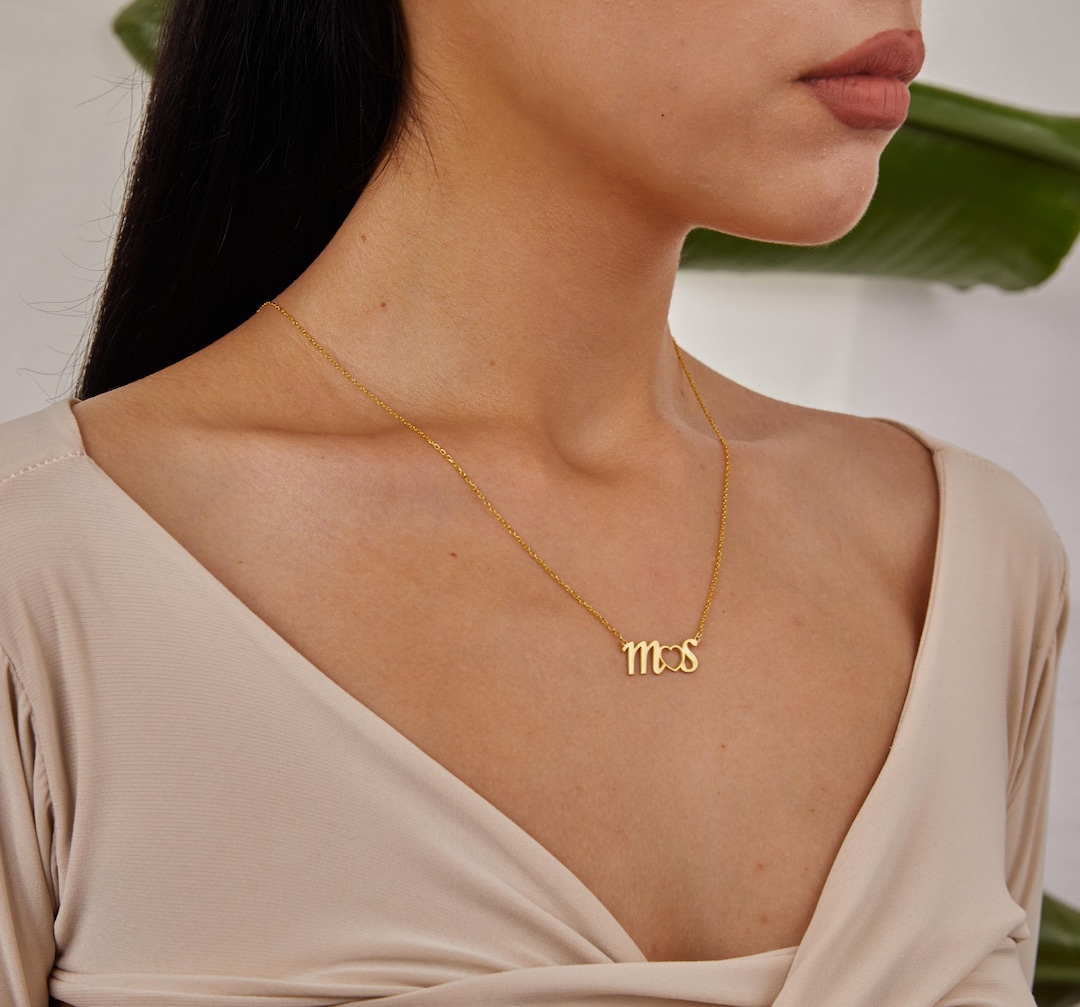 Gold Double Initial Necklace: Custom Heart Pendant Jewelry - Etsy