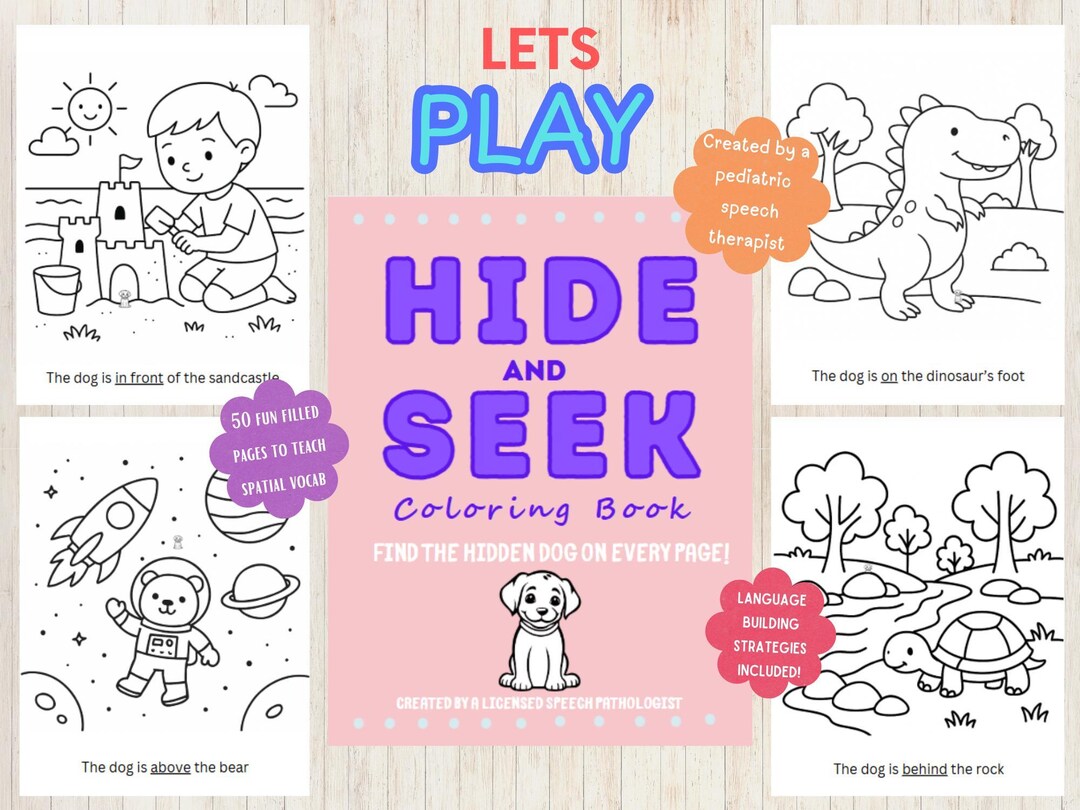 Educational Hide and Seek Coloring Book: Find Hidden Dog, Build ...