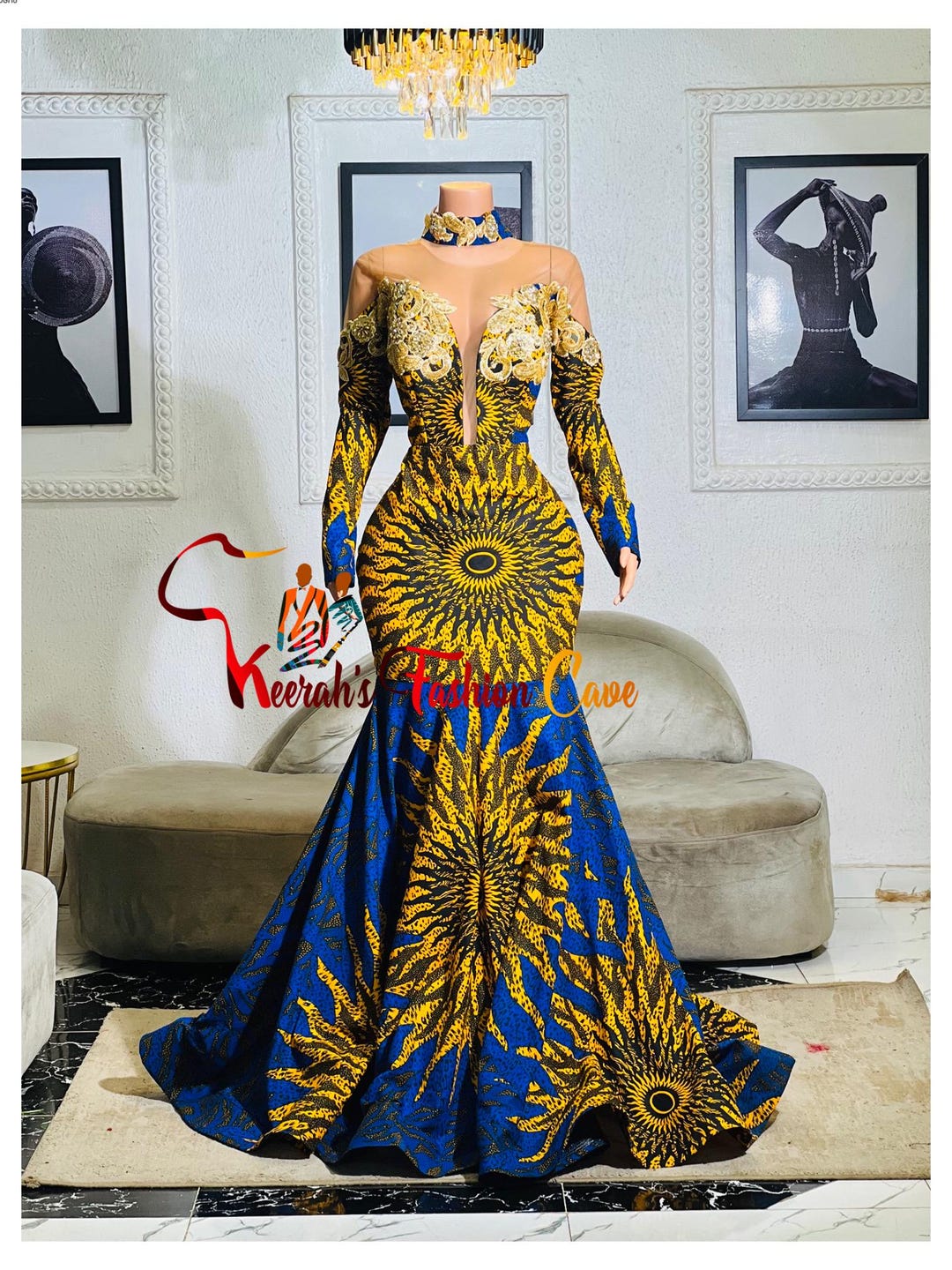 African Print Ball Dress , Long Fit and Flare Ankara Dress, African ...