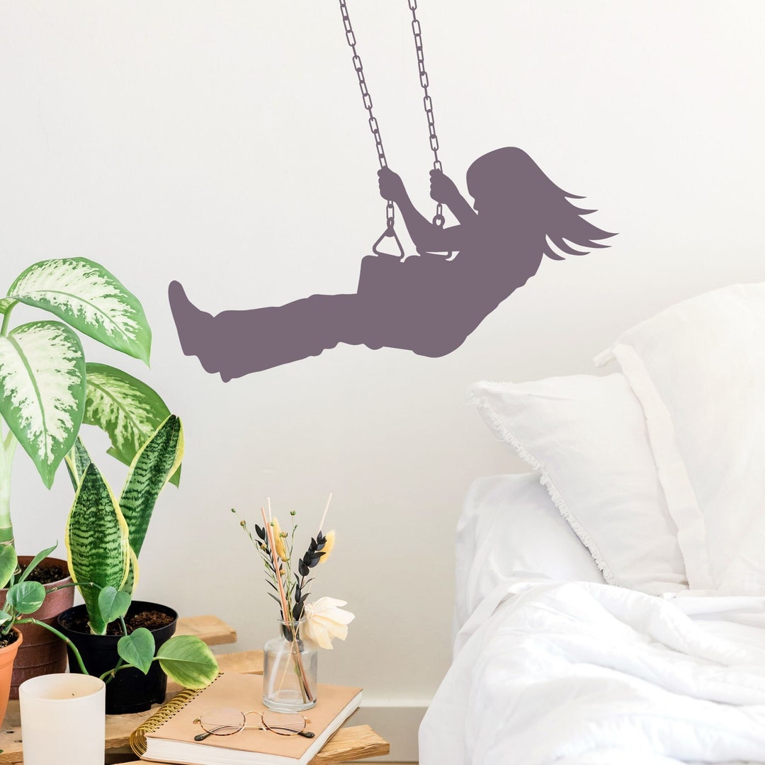 Girl Swinging Vinyl Decal, Girl on Swing, Girl Playing Outside, Girls ...