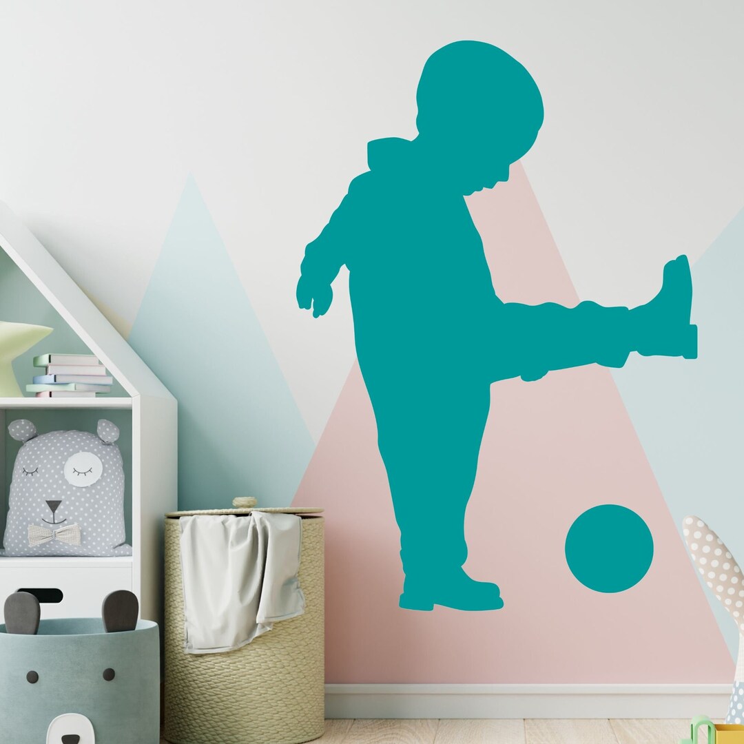 TODDLER KICKING BALL Vinyl Decal, High Quality Detailed Wall Vinyl ...