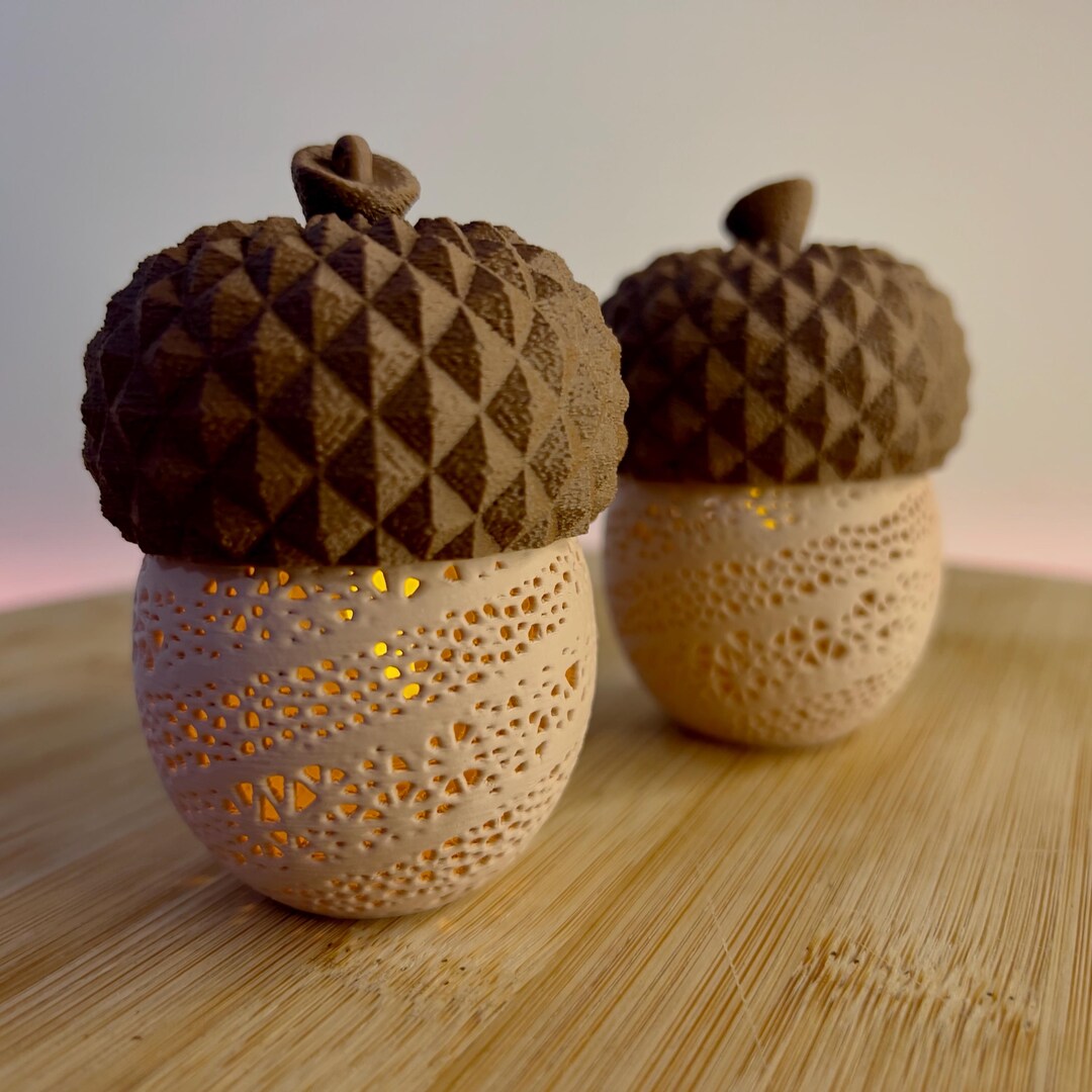Set of 2 Unique Acorn LED Tea Light Holders Bring Warmth and Atmosphere ...